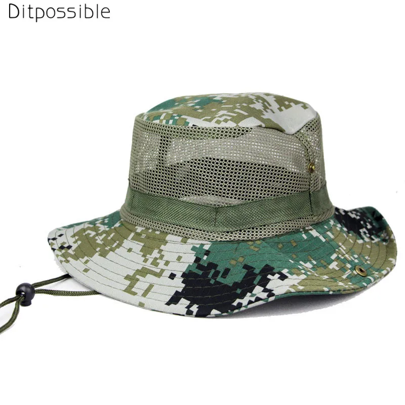 Ditpossible camouflage bucket hats for men mesh breathable fishing caps ...