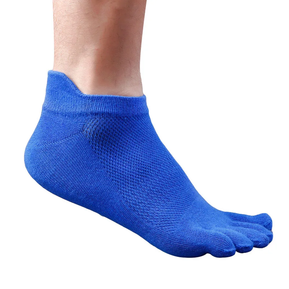 1 Pair Breathable Men's Five Finger Toe Socks Solid Color Mesh Socks ...