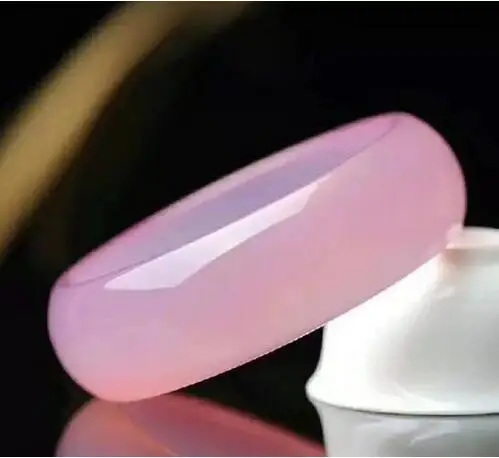 Free shipping 100% Natural Jadeite Pink Glacial Glossy Bangle Bracelet ...