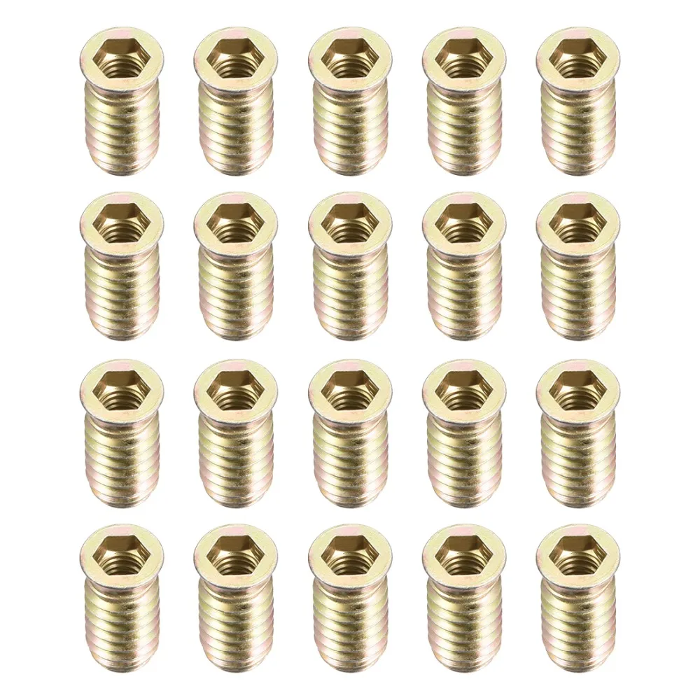 Uxcell-20pcs-Wooden-Furniture-M8x25-M8x30-M10x20-M10x25-Threaded-Insert ...