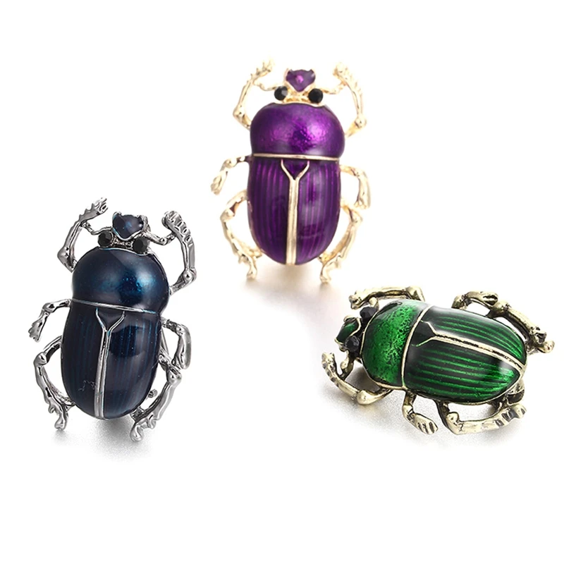 New Vintage Jewelry Beetle Brooches For Women Kids Enamel Green Purple ...