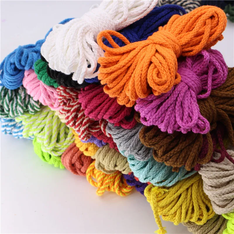 10 Meters 5mm Craft Decorative Twisted Cords Thick Color Cotton Rope ...
