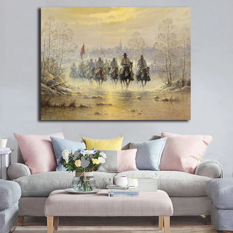 Confederate Army Cavalry Soldier Poster America Civil War Art Paintings ...