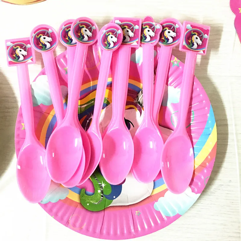 10pcs/lot unicorn theme plastic spoons baby shower party decoration ...