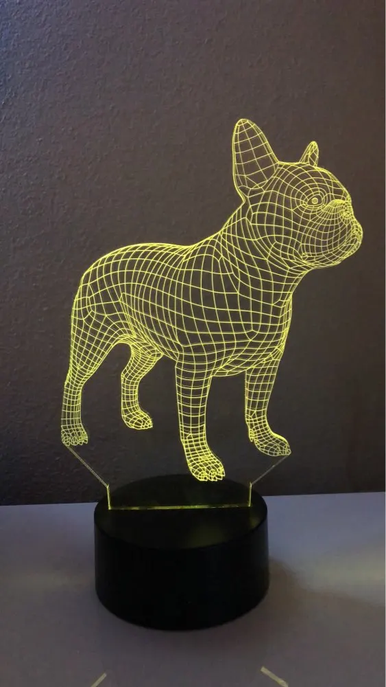 Night Lamp Hologram French Bulldog Night Light 3D Effect