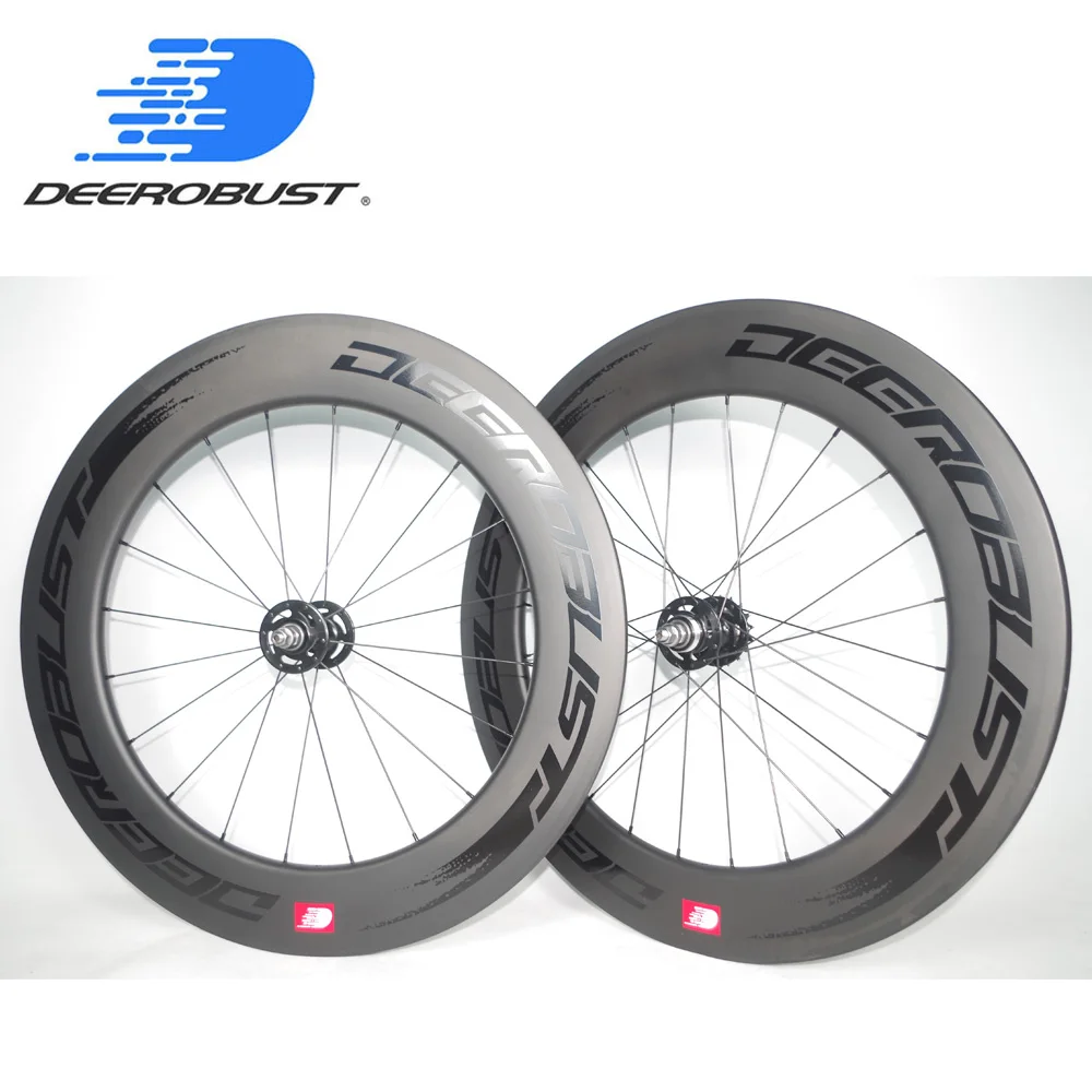 TRACK 700C 88mm Clincher Carbon Fixed Gear Front and Rear Bike wheels ...