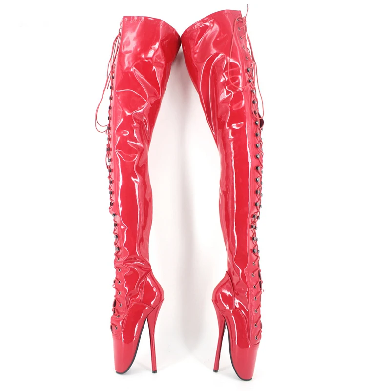 Sorbern Over Knee Length Women Boots Fetish Ballet Heels Lace Up Plus