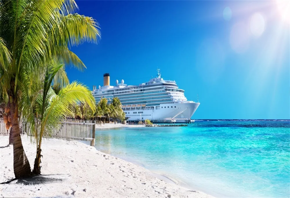 Laeacco Summer Beach Cruise Ship Scenic Photography Backgrounds ...