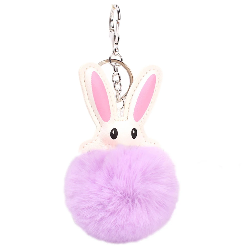 Cartoon Rabbit Shape Fluffy Ball Pendant Bag Hanging Key Chains Keyring ...