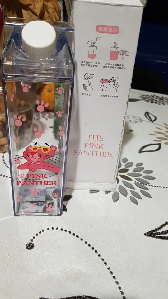 Cute Water Bottles Milk Box Pink Panther - Life Changing Products