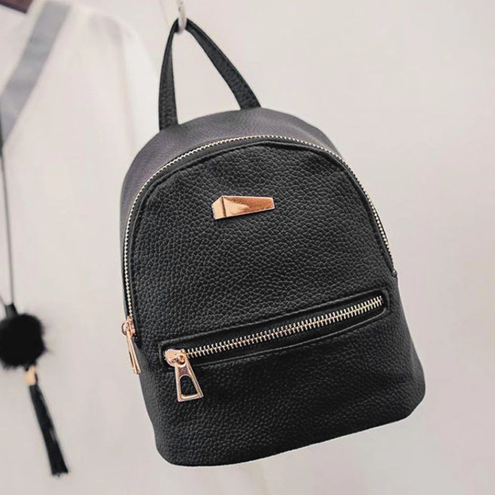 Fashion Faux Leather Mini Backpack Girls Travel School Rucksack Bag -in ...