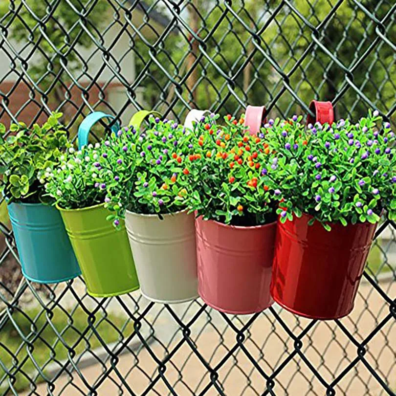 10 Warna Logam Bunga Pot Gantung Balkon Taman Dinding Vertikal Hang ...