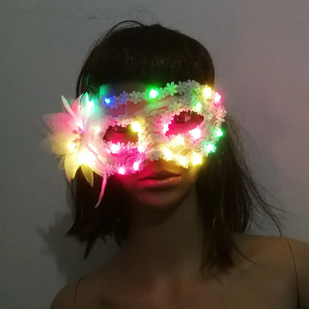 Light Up Glowing Halloween LED Mask Princess Party Optical Masquerade ...
