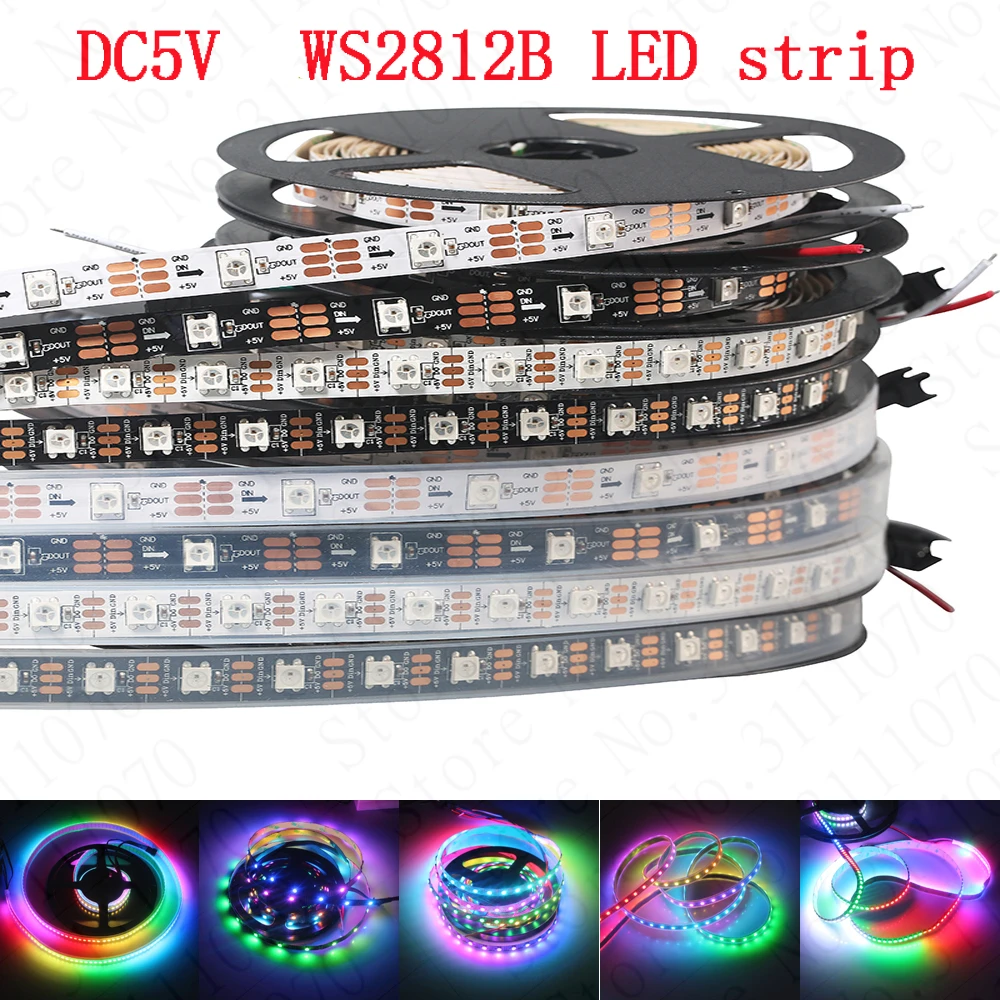 5M DC 5V WS2812B strip 30/60/144leds/m WS2812B ic Built in individually ...