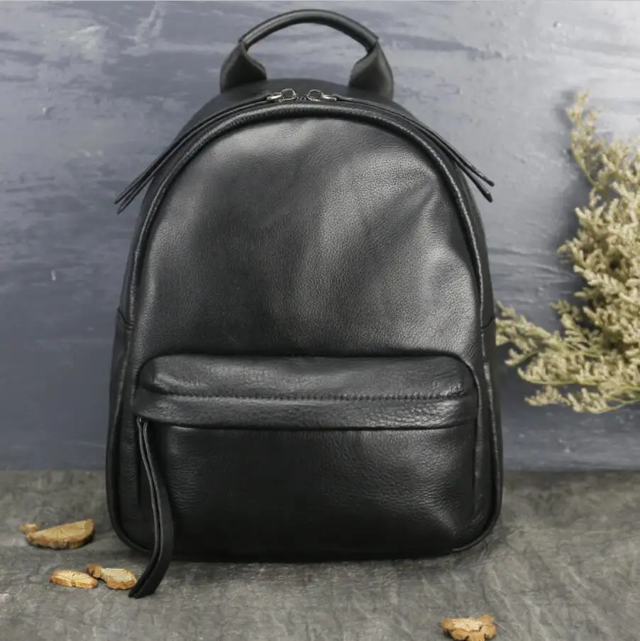 2017 simple design high quality cow leather small backpack big capacity ...