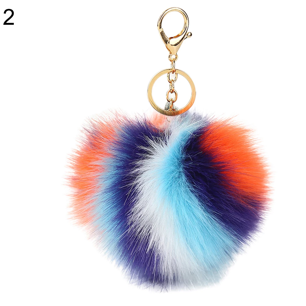 Multi Color Faux Fur Fluffy Ball Key Chain Car Keyring Bag Hanging ...