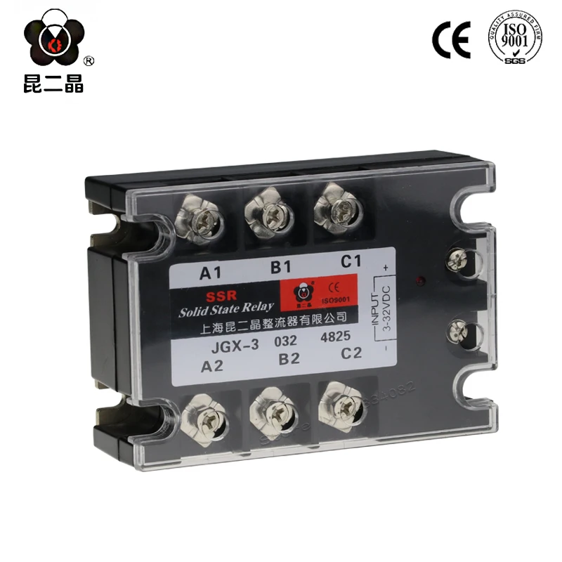 three phase Solid state relay SSR DC to AC 25A 3 32VDC module 3 phase ...