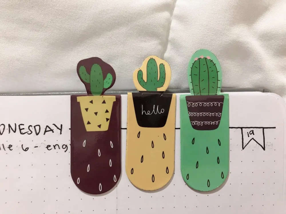 Three Kawaii Cacti Magnetic Bookmarks for Books - Kuru Store