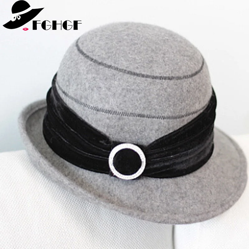 FGHGF 1920s Vintage Wool Felt Hats for Women Winter Fedoras Ladies ...