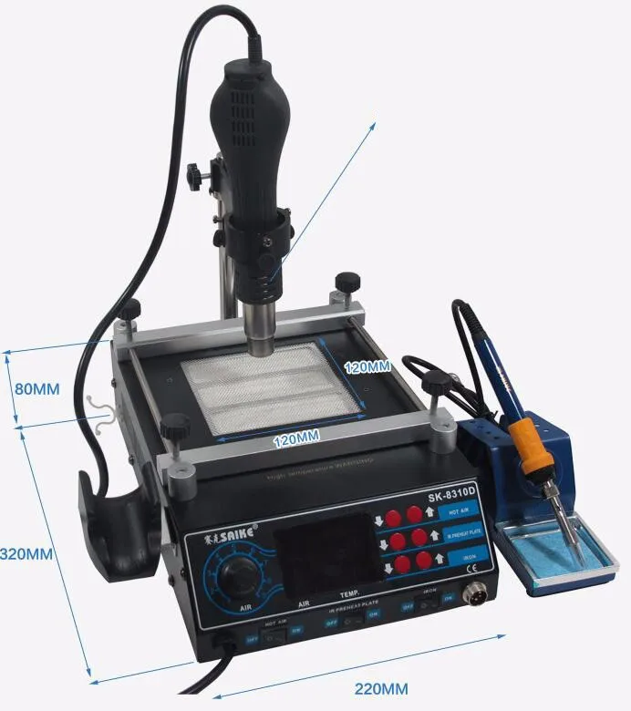 3 in 1 Rework Station SAIKE 8310D 220v or 110v soldering station hot ...