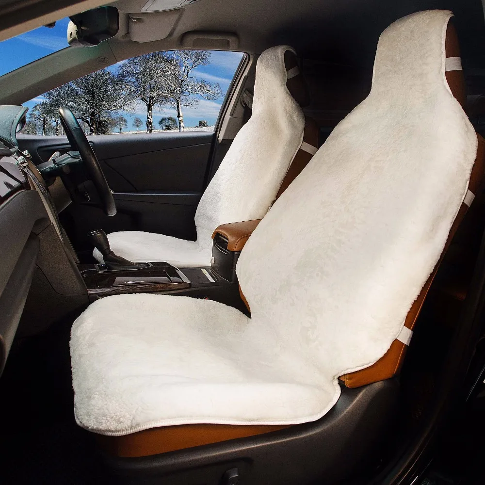 2pcs Lot Front Car Seat Covers Cape Australian Sheepskin Fur Universal