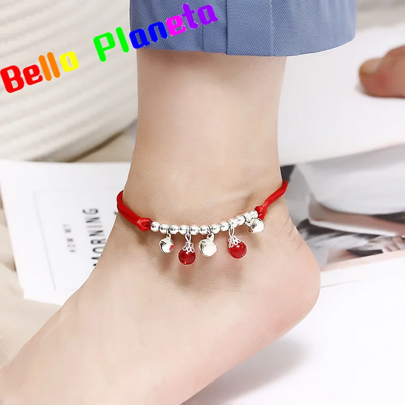 1PC Simple Bell Red String Anklet Handmade Woven Ethnic Style Anklet ...