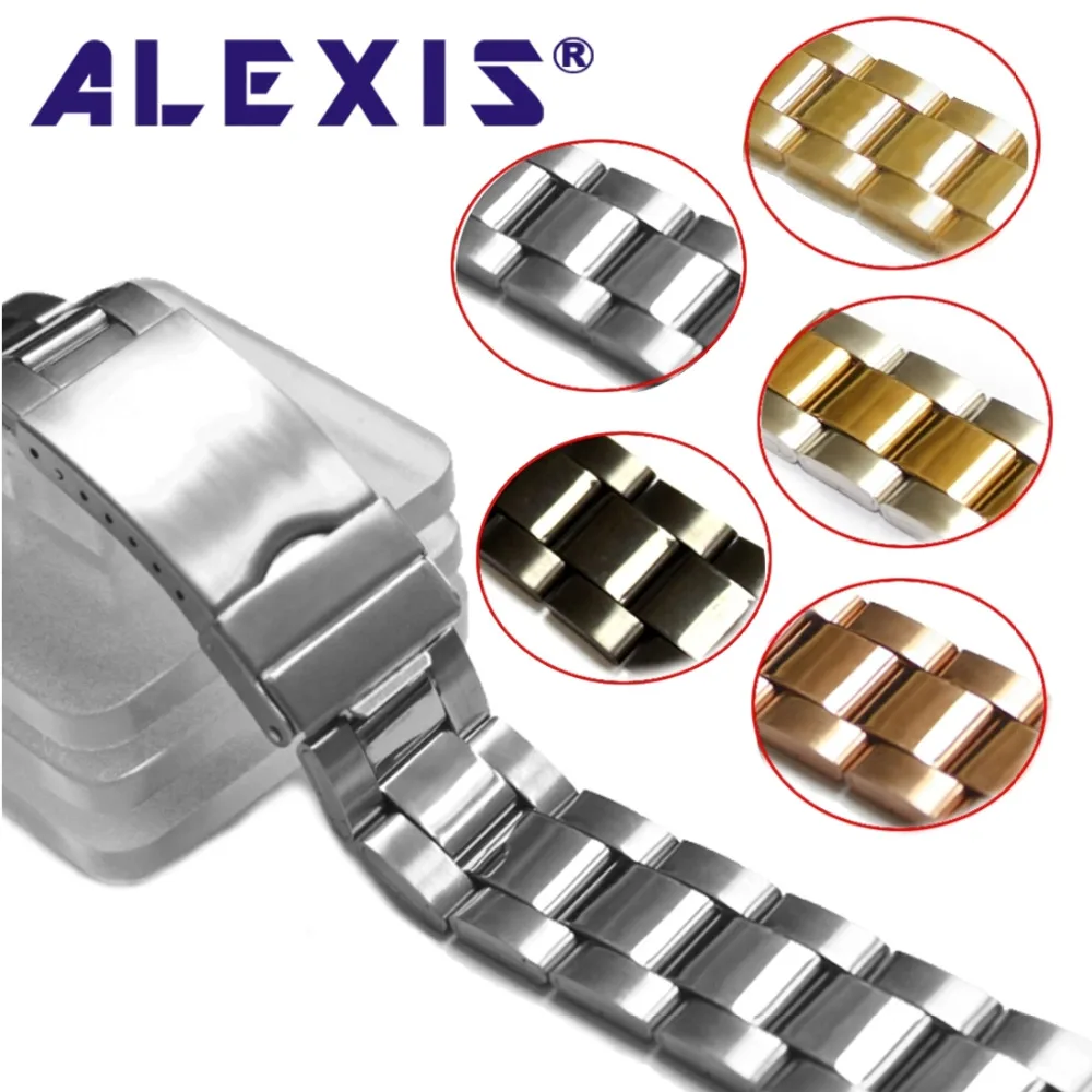 20mm Stainless Steel Watch Band Rose Gold Silver Black Replacement for ...