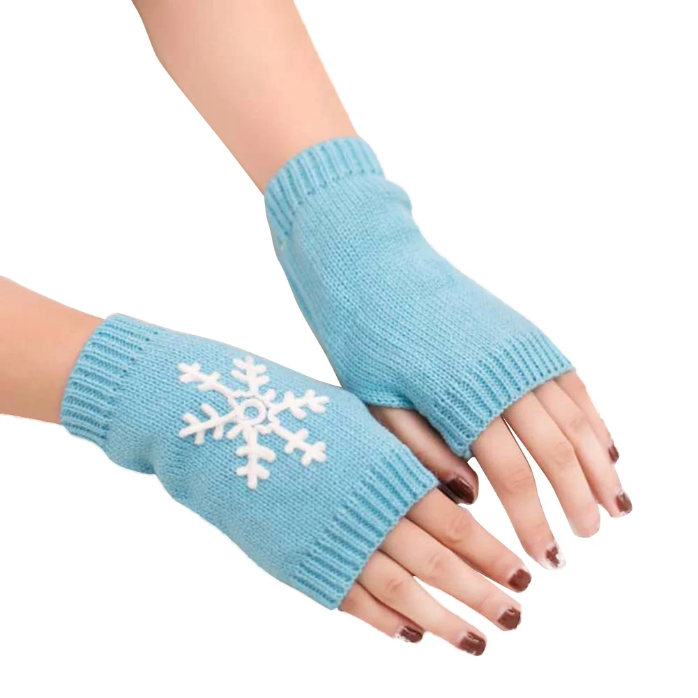 Lady Soft Winter Knitted Half Christmas Embroidery Snowflakes ...