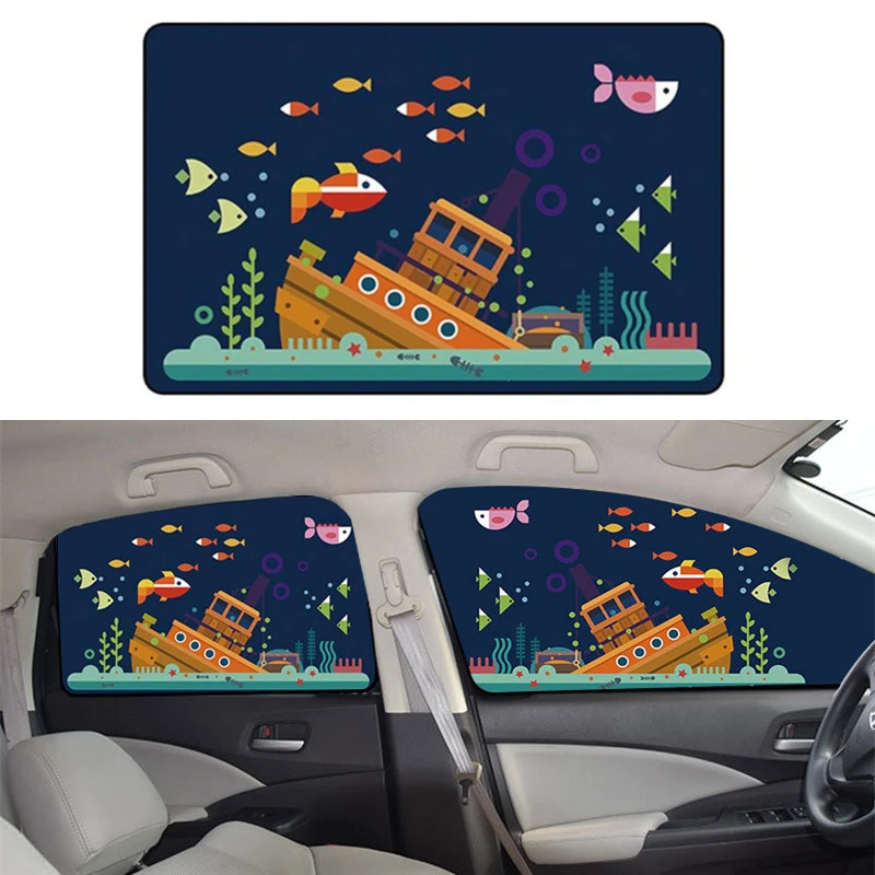 50 x 78cm Magnetic Cute Cartoon Car Window Sun Shade Curtain Car Side ...