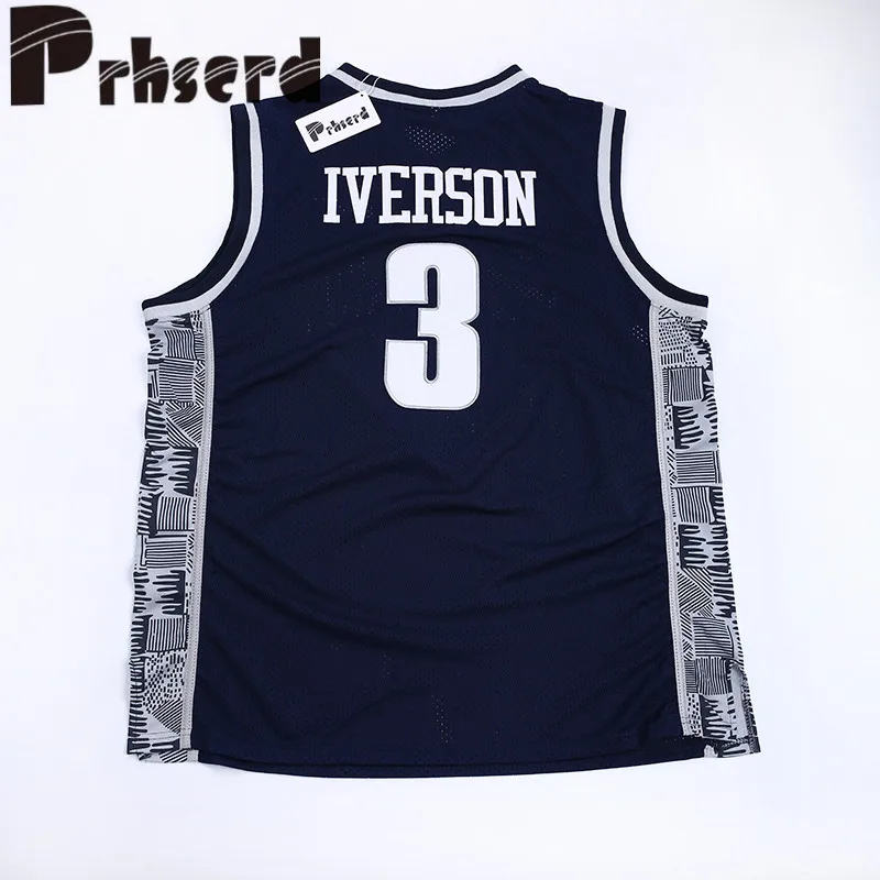 Men's #3 Allen Iverson Adult Throwback Mesh Embroidery Iverson ...