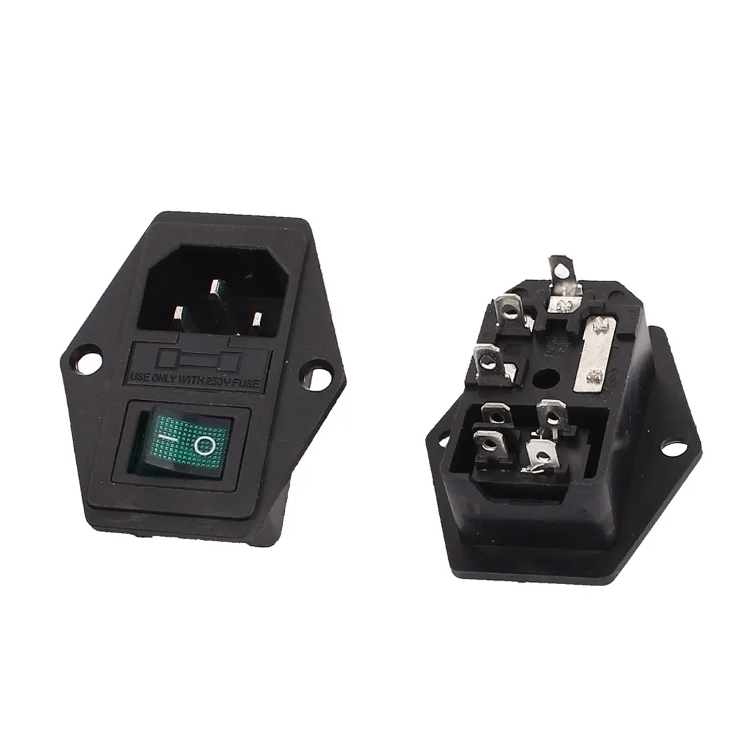 UXCELL Ac 250V 15A 3 Terminals Iec320 C14 Power Socket Male Plug Fuse ...