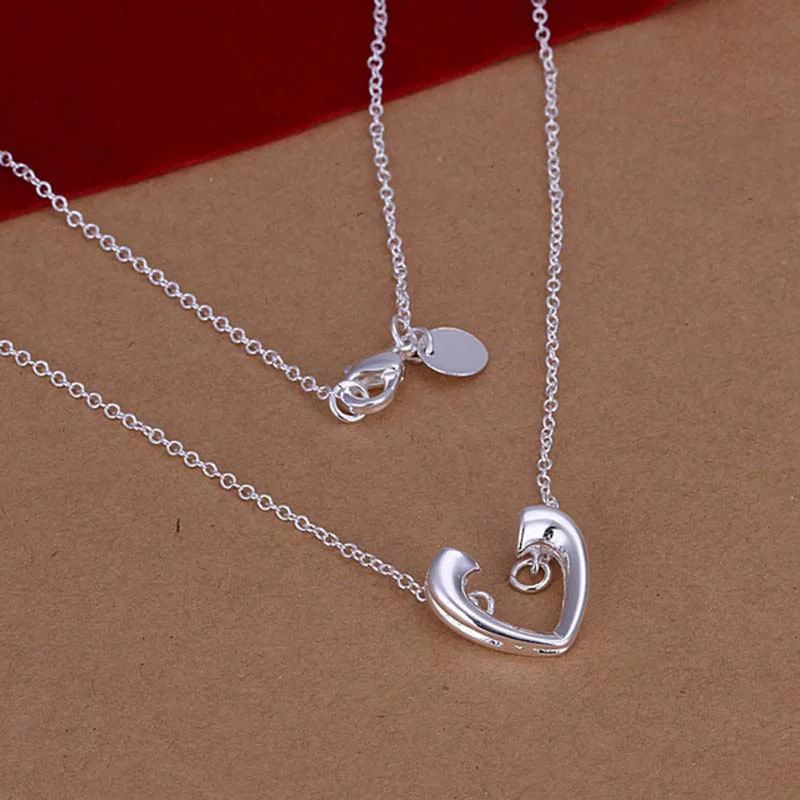 fashion silver 925 heart pendants necklaces 925 sterling silver jewelry ...