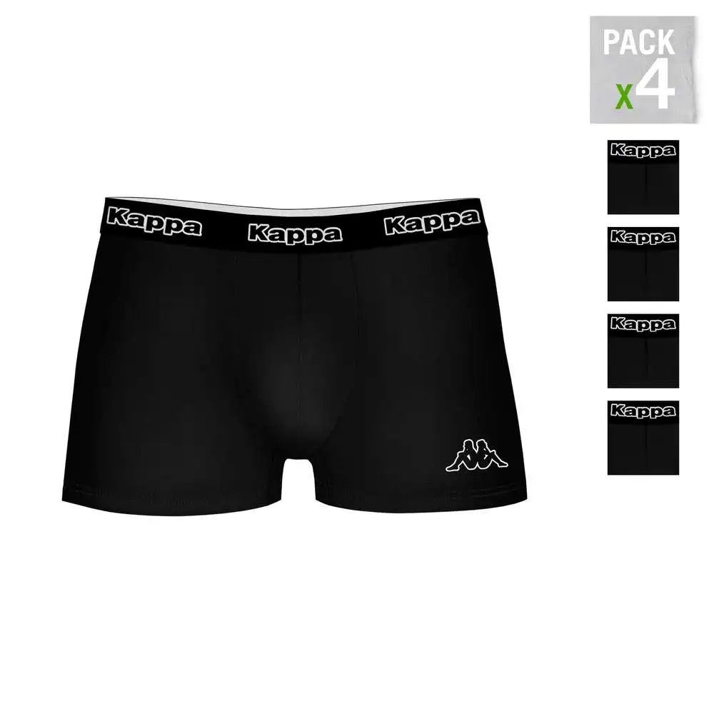Kappa Boxers - 4 black underpants Pack - Underwear for men - KAPPA