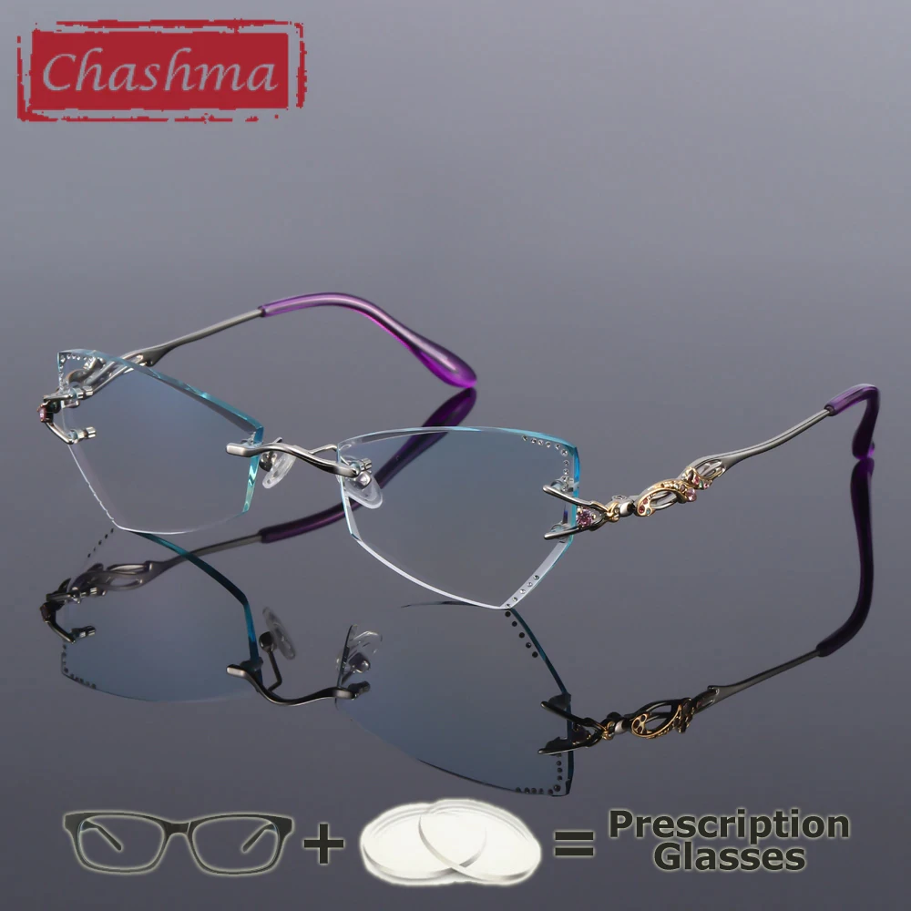 Chashma Women Eyeglasses Prescription Cat Eye Lenses Butterfly Frame Luxurious Fashion Myopia ...