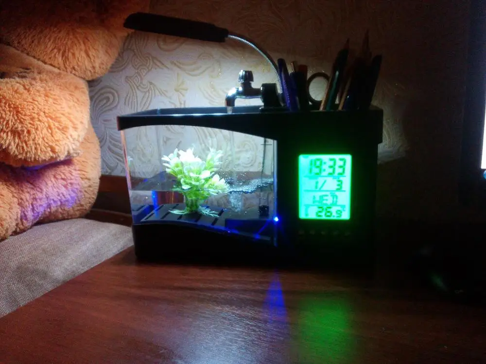 1.5L Mini USB Desktop Aquarium Fish Tank Clock - Life Changing Products