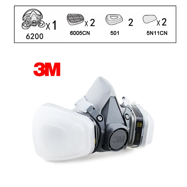 3M 6200+6005 Reusable Half Face Mask Respirator 3M Formaldehyde/Organic ...