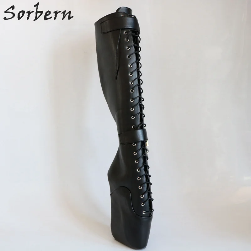 Sorbern Matt Ballet Wedges Boots High Heels Dominatrix Heelless Knee ...