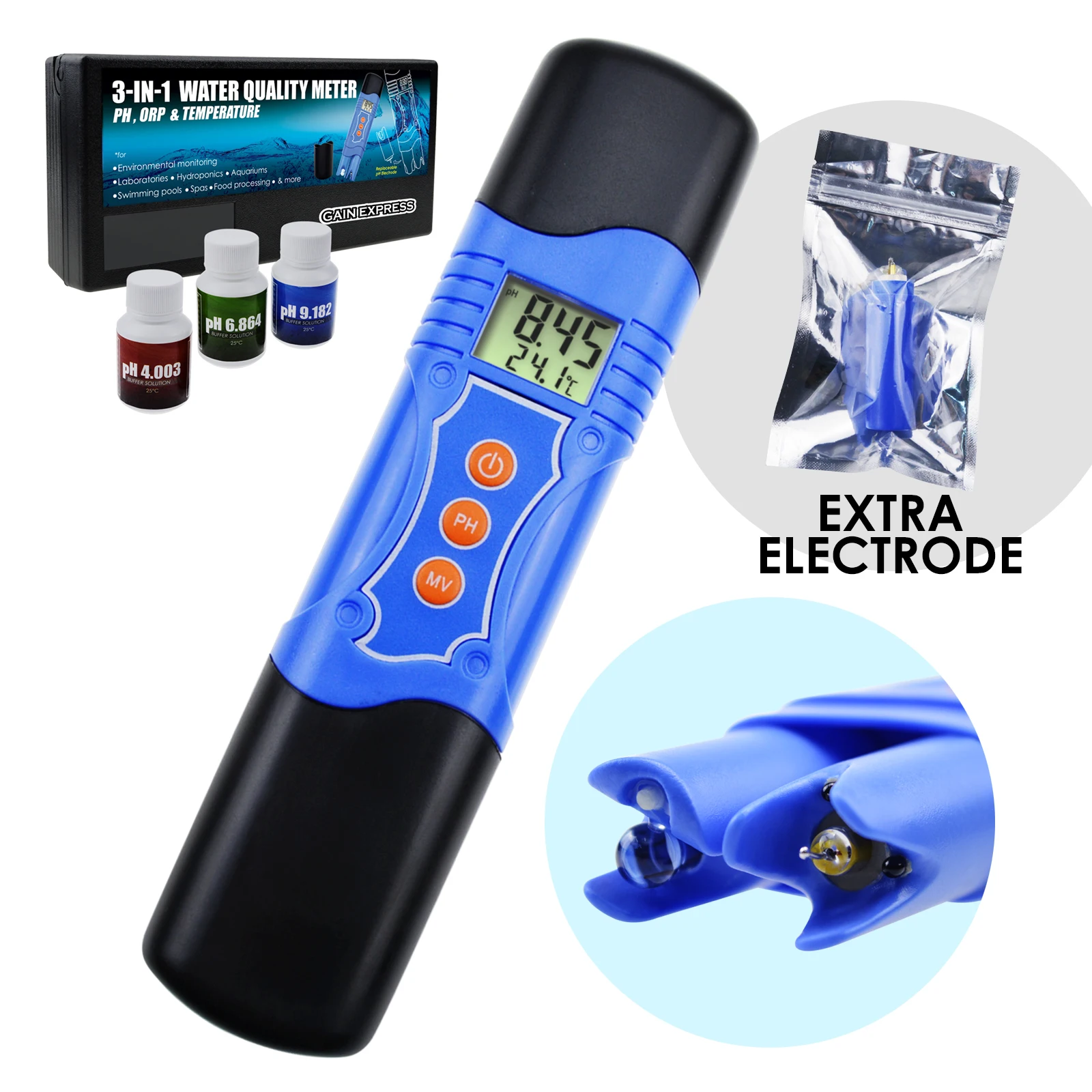 3-in-1-Combo-Meter-Tester-ORP-Redox-PH-Temperature-w-EXTRA-Electrode ...