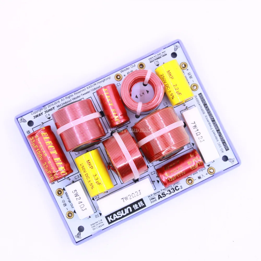 2pcs KASUN AS-33C 3 Way 3 блок Hi-Fi динамик кроссовер с делителем ...