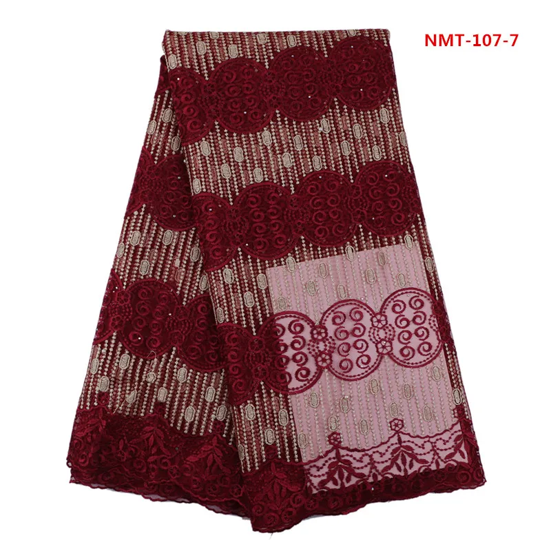 Maroon stripes tulle lace fabric 2017 5yards/pcs african style material ...