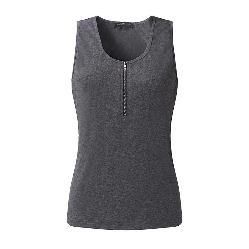 Tank Tops 2018 ZANZEA Women Sexy O Neck Zip Up Summer Low Cut ...