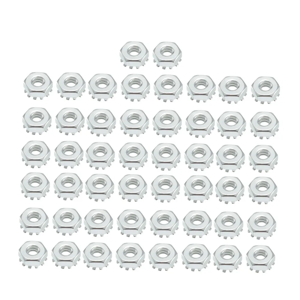 UXCELL 50Pcs 6# 32 Nuts Carbon Steel Female Thread Kep Hex Head Lock ...