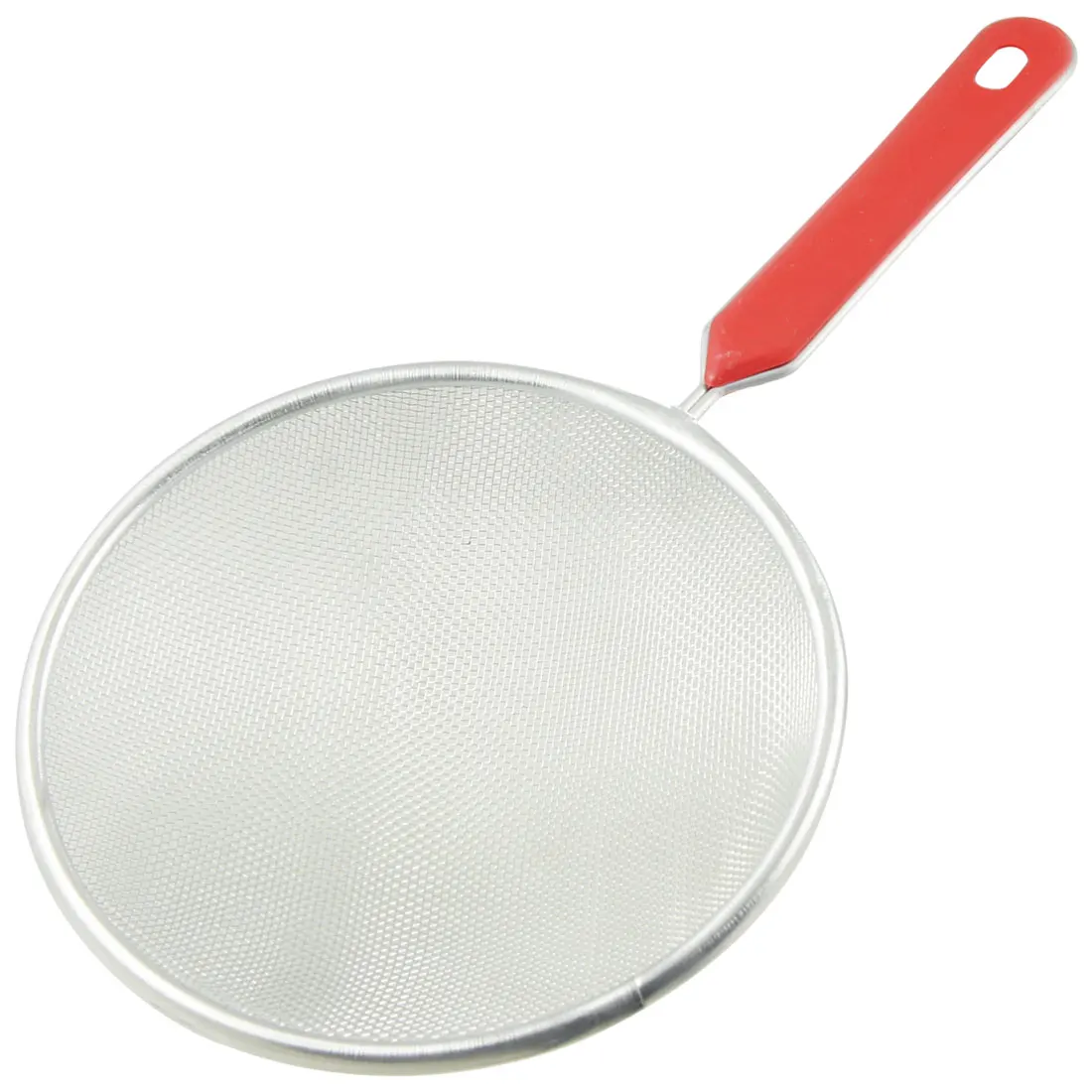 UXCELL Red Plastic Coated Handle Stainless Steel Silver Tone Mesh Ladle ...