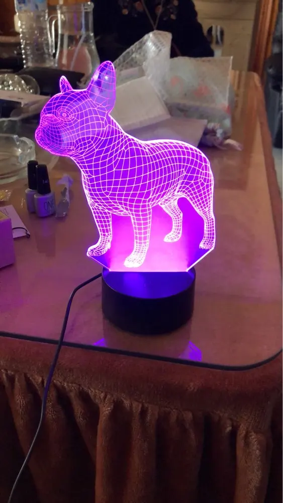 Night Lamp Hologram French Bulldog Night Light 3D Effect
