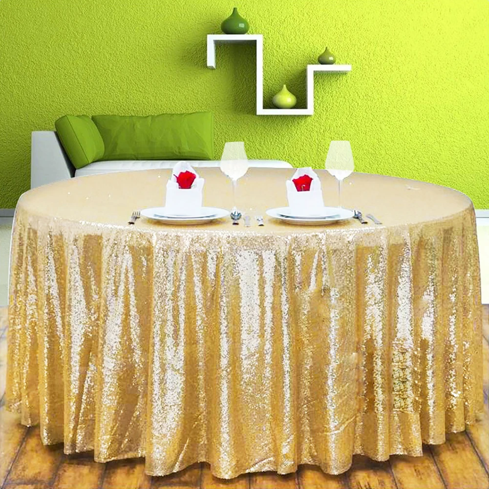 Golden Sparkling Round Sequins Table Cloth for Wedding Event Party ...