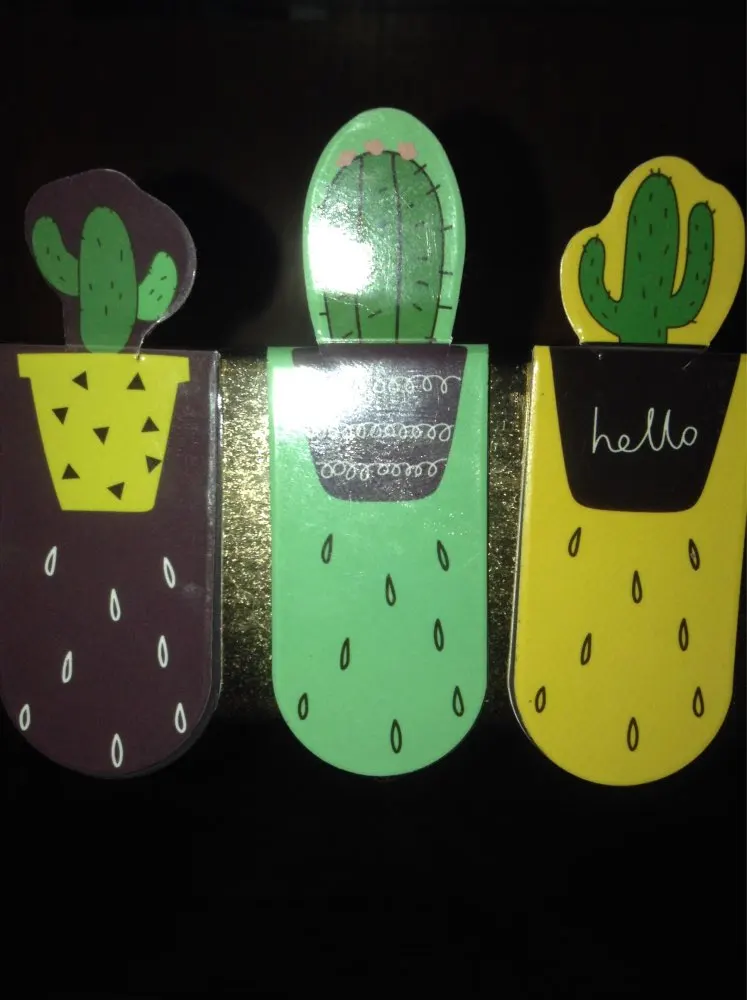 Three Kawaii Cacti Magnetic Bookmarks for Books - Kuru Store