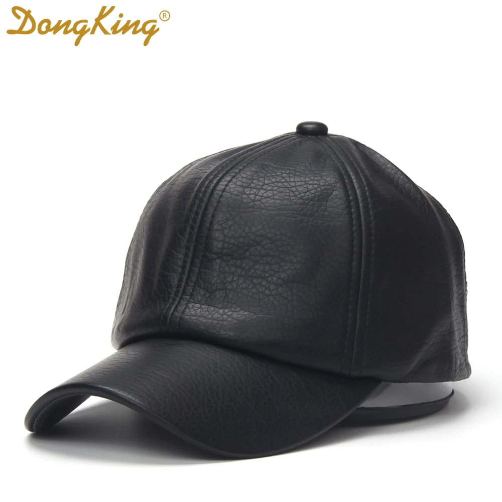 Dongking Pu Baseball Cap Top Quality Faux Leather Fabric Hat Solid Pu Caps Super Star Classic