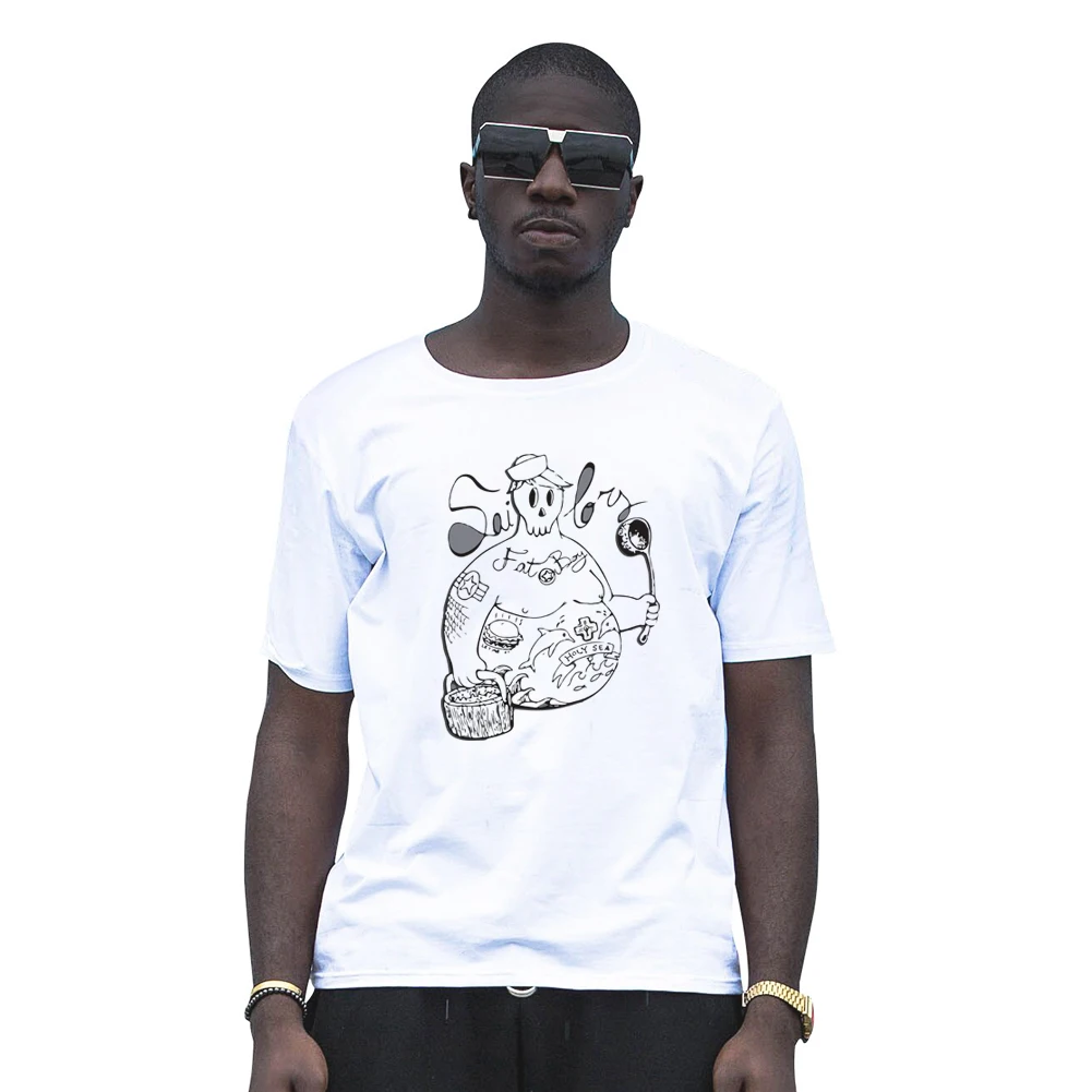 Mens T Shirts Cute Figure Printed Short Sleeve O Neck Skull Fashion Tee ...