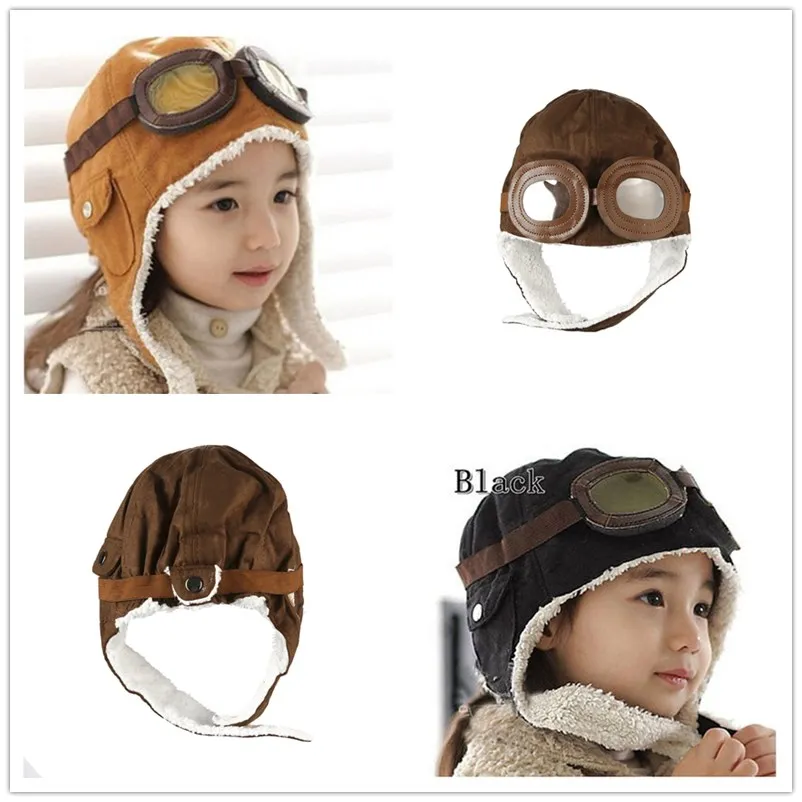 2018 New children's winter hats pilot caps boy aviator hat Winter ...