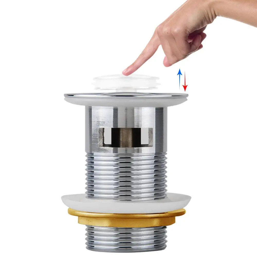 32mm Brass Pop Up Overflow Waste Chrome Basin Vanity Bathtub Push Plug ...